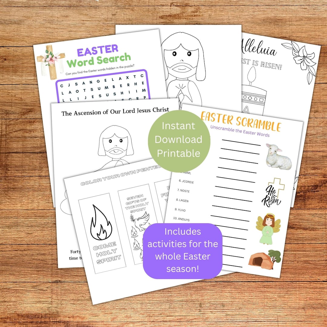 Easter Activities Printable Bundle, Catholic Kids Coloring, Divine ...