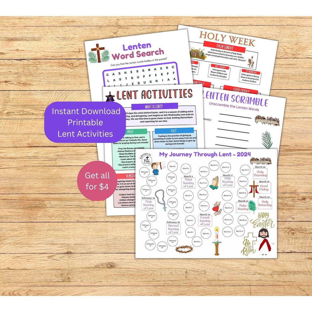 Lent Activities Printable Bundle, Catholic Kids Lent, Lent Calendar ...