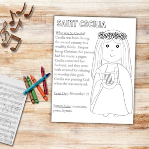 St. Cecilia Coloring Page / Printable Coloring Page / Saint Coloring ...
