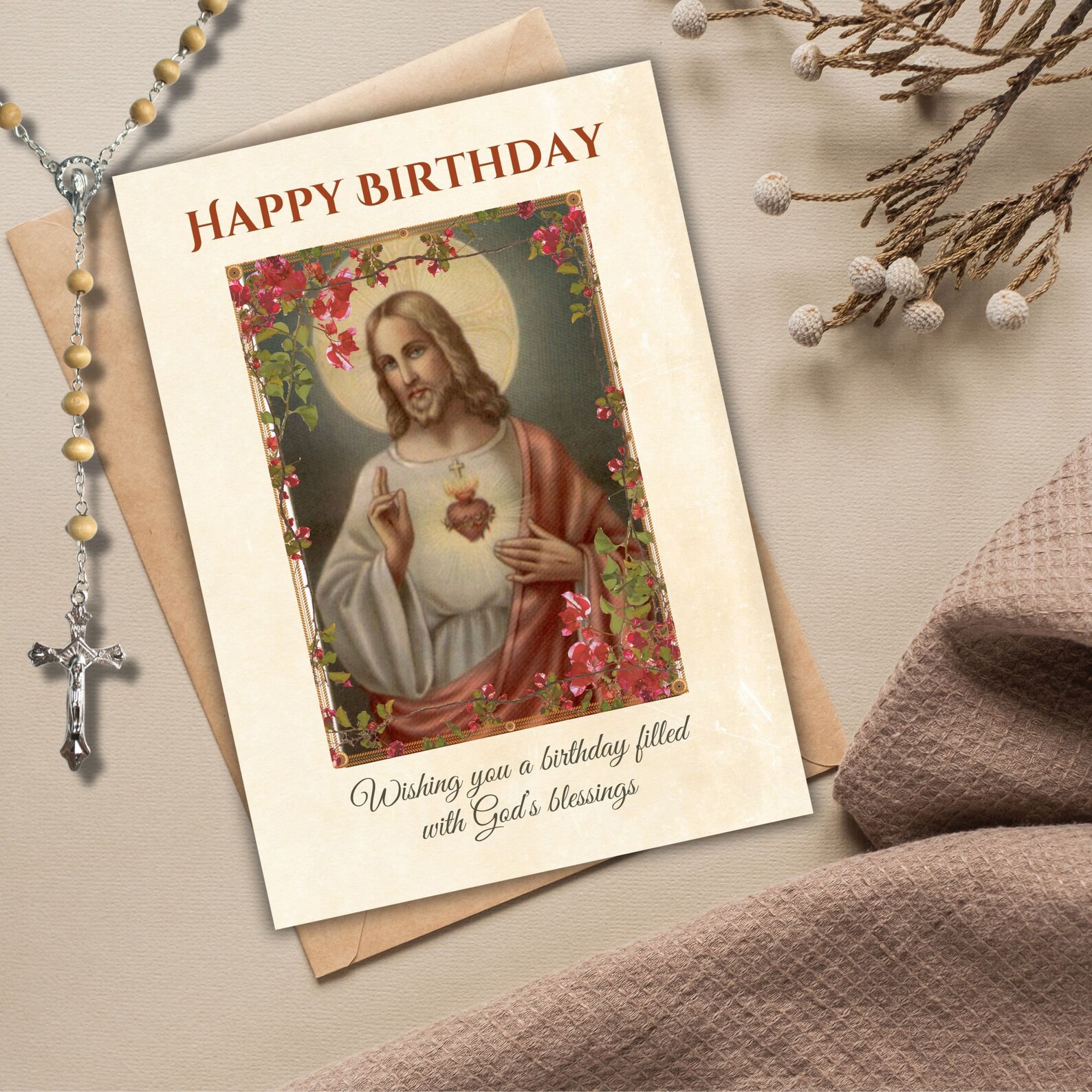 Printable Catholic Birthday Card, Sacred Heart of Jesus Greeting ...