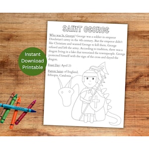 St. George Coloring Page, Printable Saint Coloring, Catholic Kid's ...