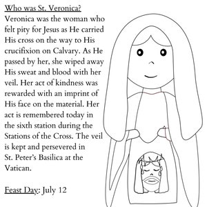 St. Veronica Coloring Page, Printable Saint Coloring, Catholic Kid's Activity, July Feast Day ...