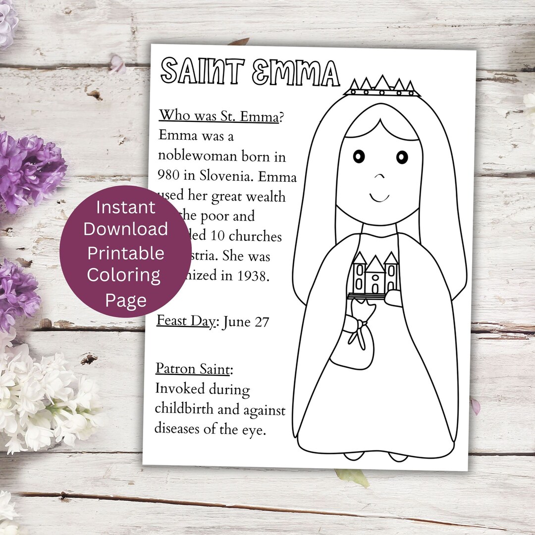 St. Emma Printable Coloring Page, Catholic Coloring, Saint Activity ...