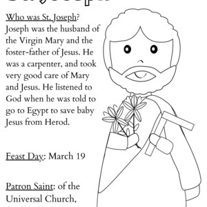 St. Joseph Coloring Page, Printable Saint Coloring Picture, Catholic ...