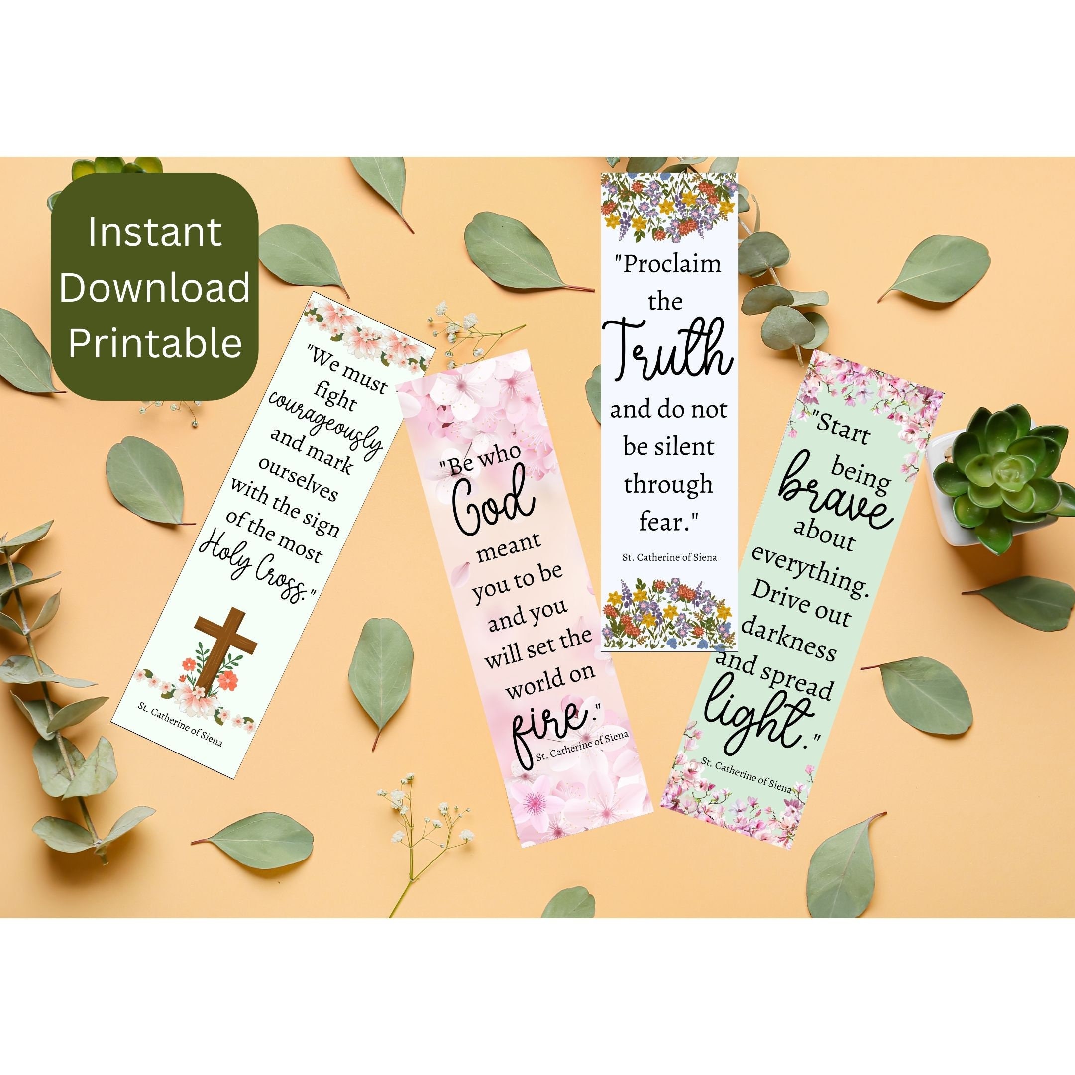 Printable Catholic Bookmarks Bundle, St. Catherine of Siena, St ...