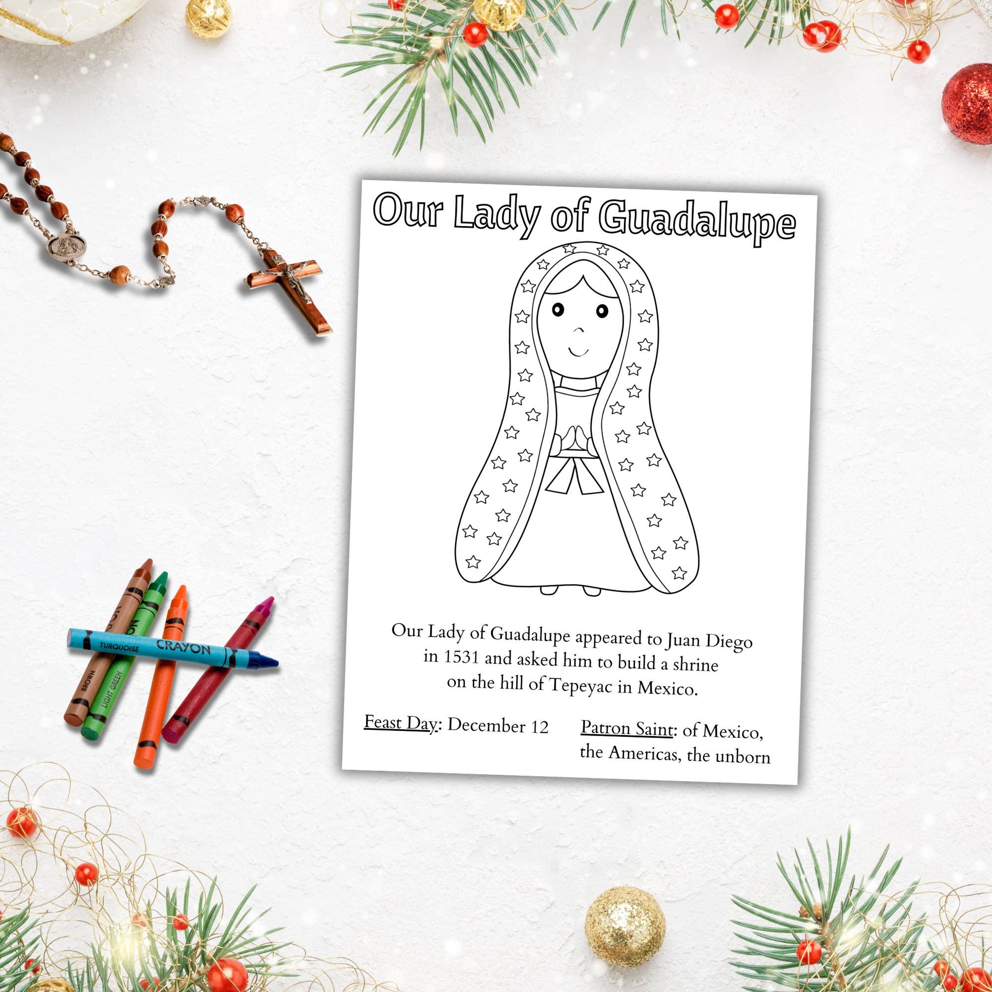 Our Lady of Guadalupe Coloring Page / Printable Saint Coloring Page ...