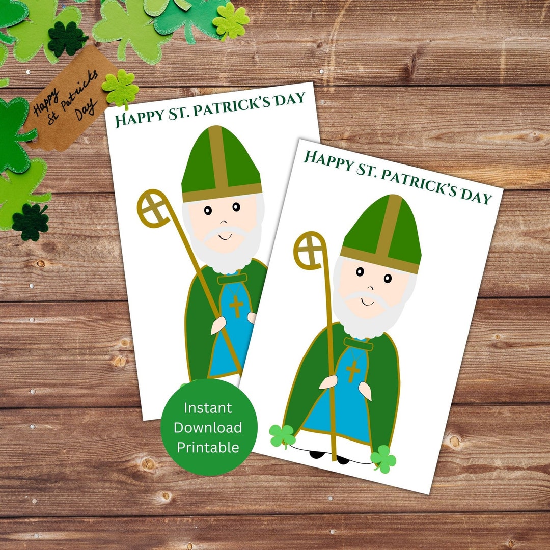St. Patrick's Day Printable Card, Catholic Party Favor, Catholic Saint ...