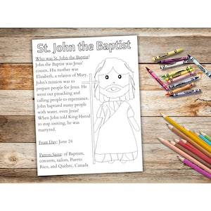St. John the Baptist Coloring Page, Printable Saint Coloring, Catholic ...