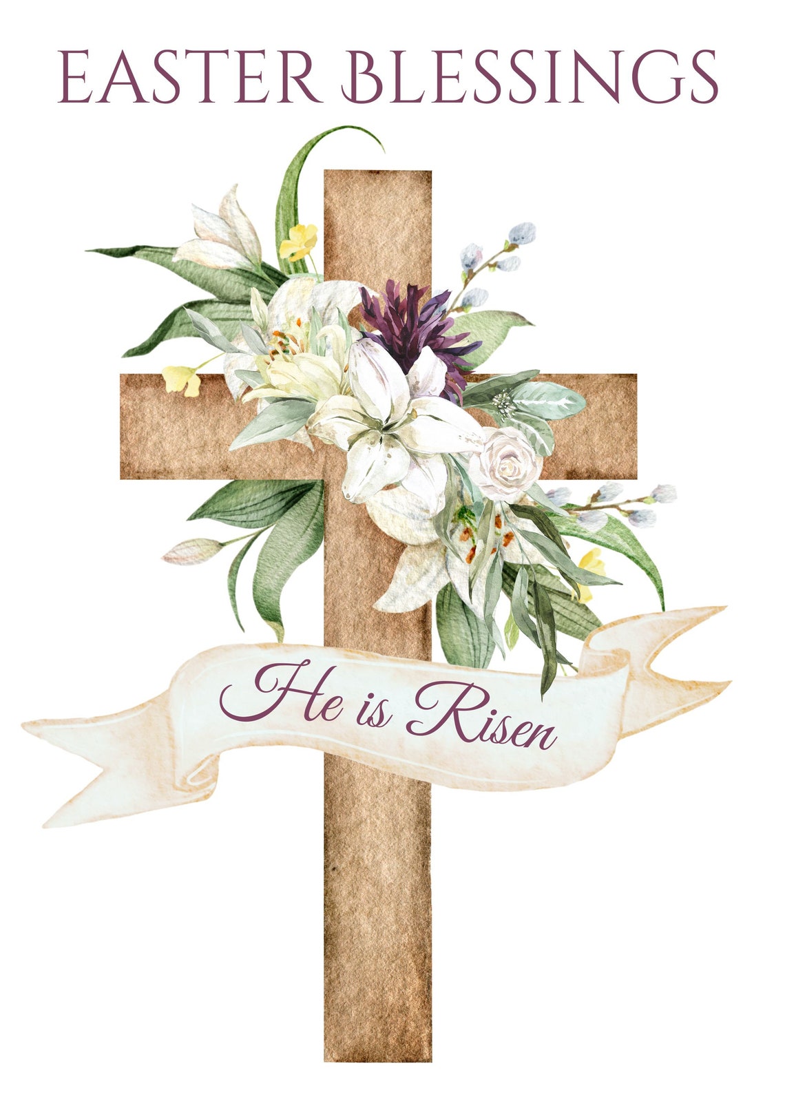 Catholic Printable Easter Card, Religious Easter Blessings, Christian ...