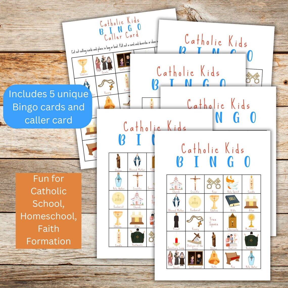 Catholic Bingo, Printable Bingo Cards, Catholic Kid's Activity ...