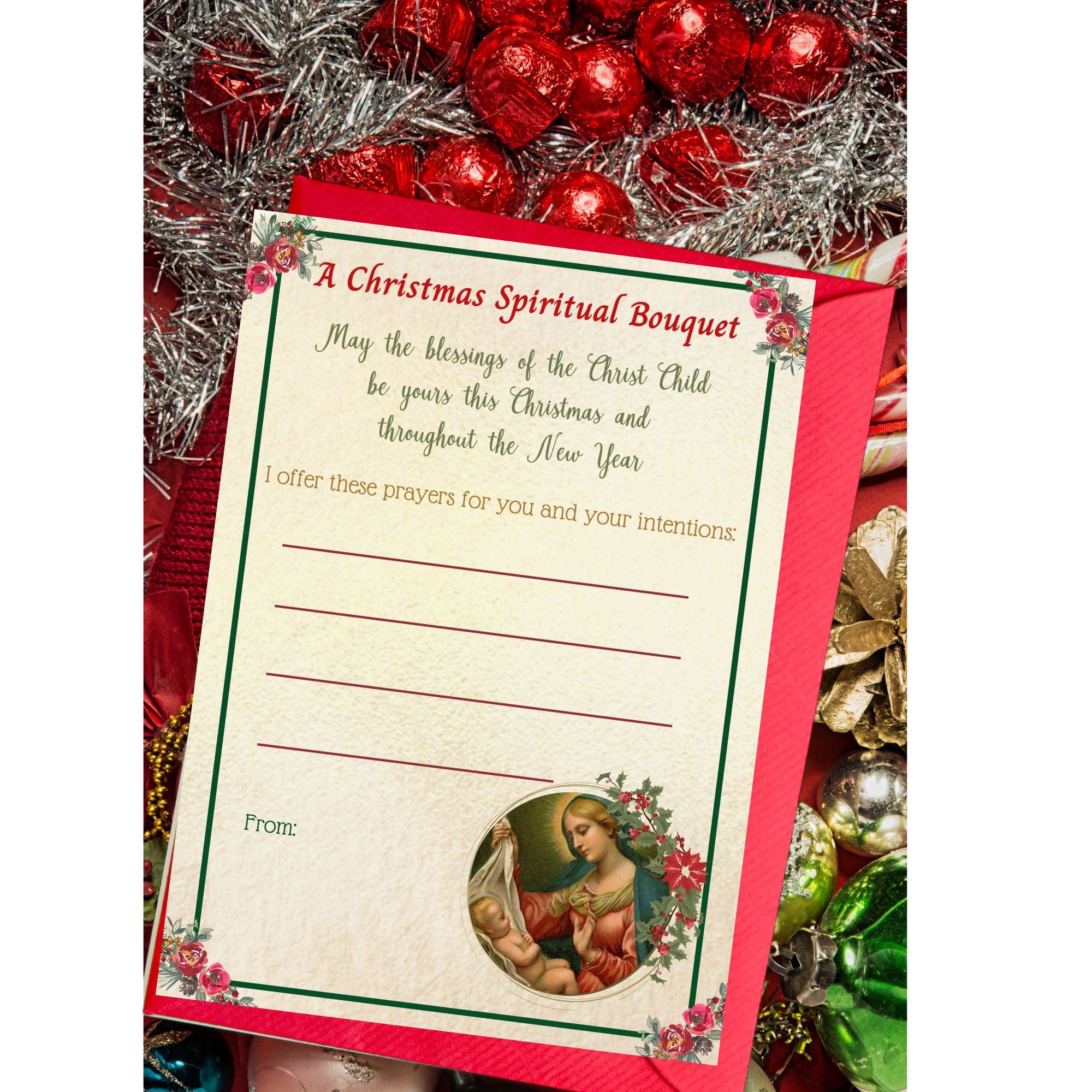 Christmas Spiritual Bouquet Card / Printable Spiritual Bouquet Card ...