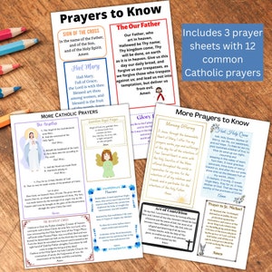 Catholic Prayers Printable Bundle, Prayers for Catholic Children, Common Prayers, Instant ...