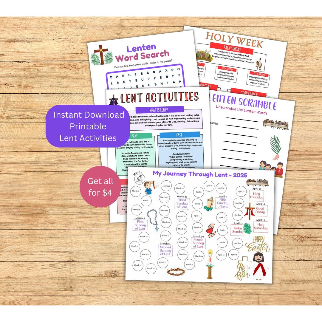 Lent Activities Printable Bundle, Catholic Kids Lent, Lent Calendar ...