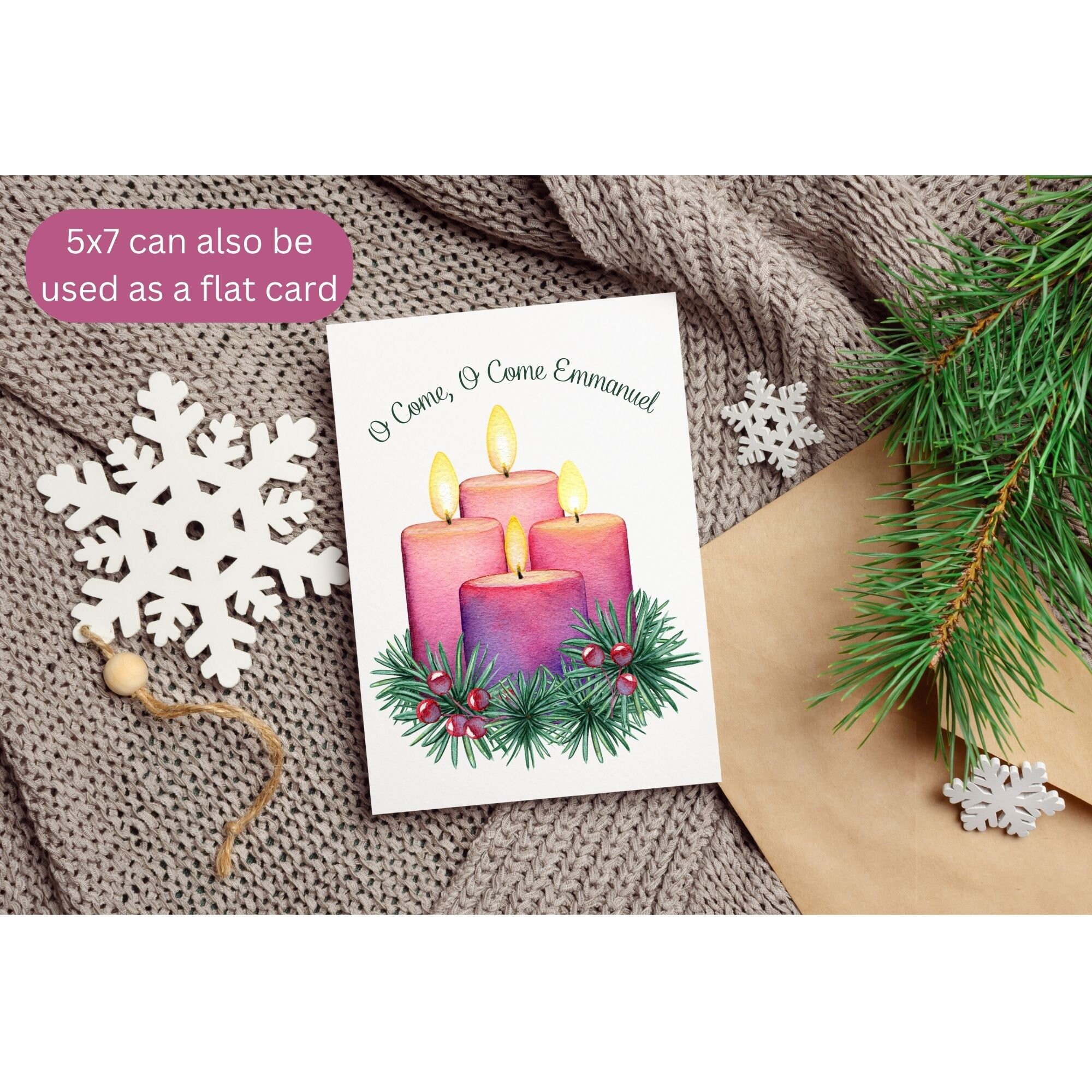 Advent Candles Printable Art, Advent Wreath Print, Advent Emmanuel ...