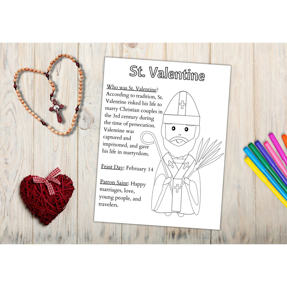 St. Valentine Coloring Page, Printable Saint Coloring, Catholic Kid's ...