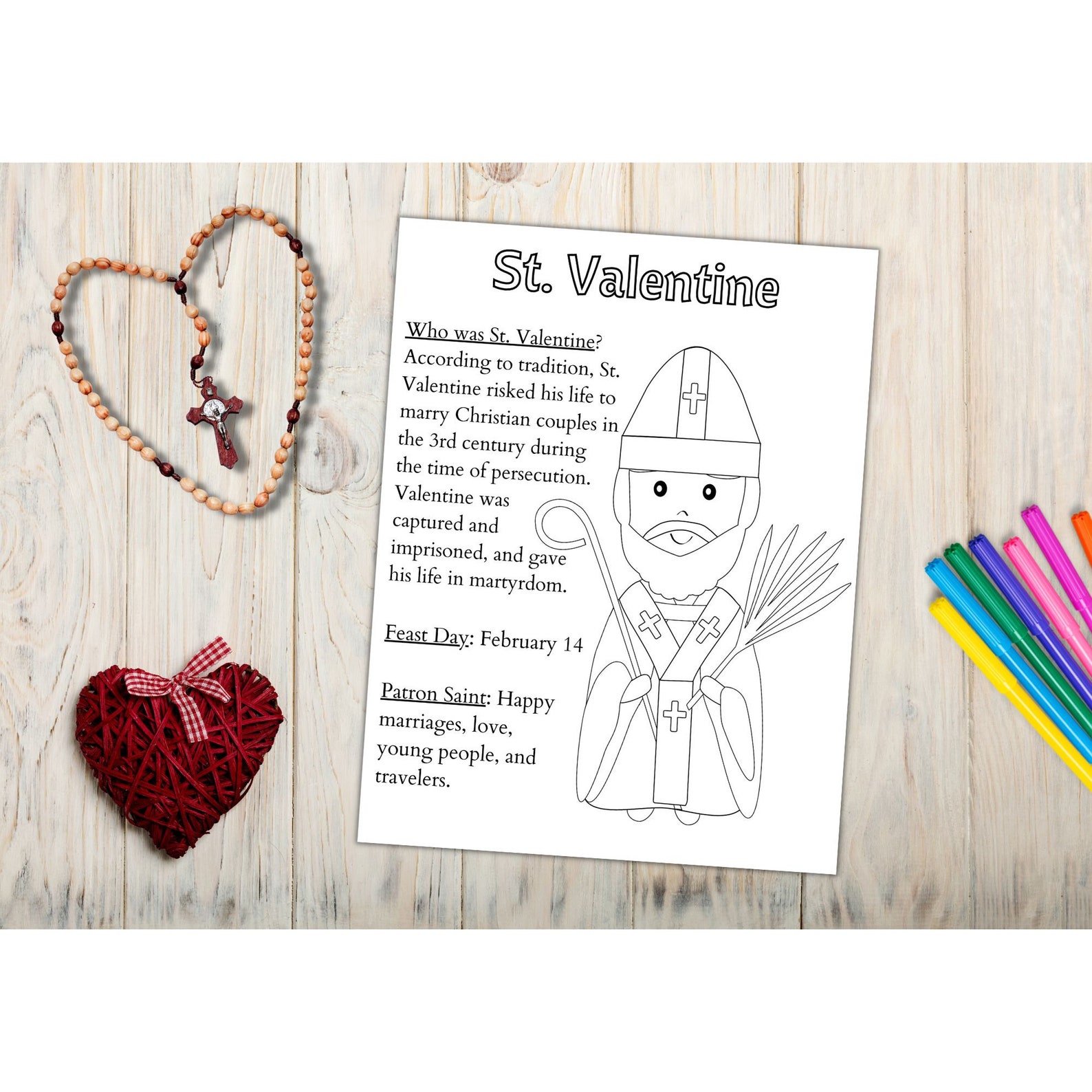 St. Valentine Coloring Page, Printable Saint Coloring, Catholic Kid's ...