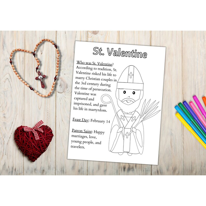 St. Valentine Coloring Page, Printable Saint Coloring, Catholic Kid's ...