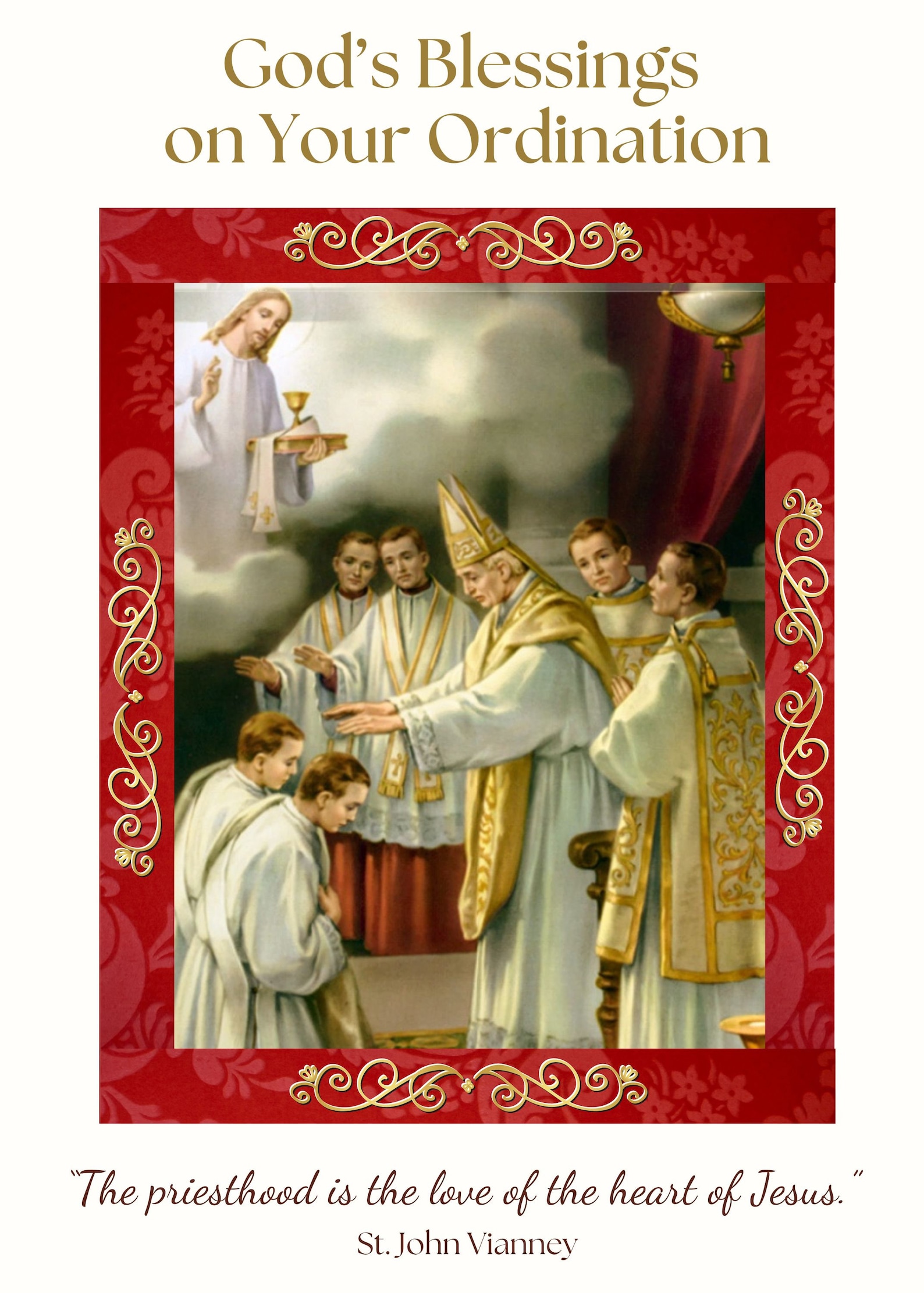 Ordination Card for Priest, Printable Catholic Greeting for Priest ...