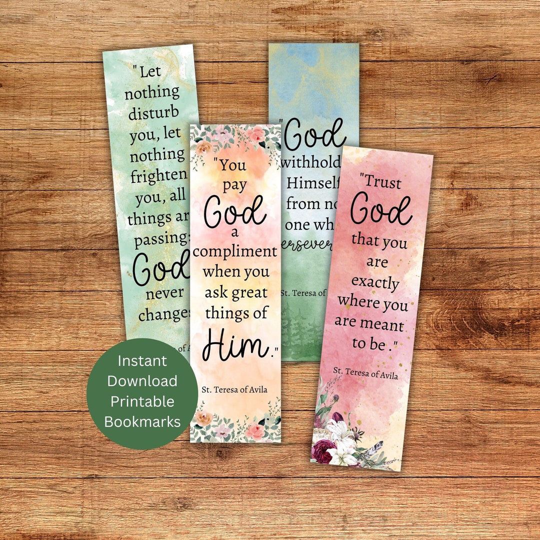 Catholic Printable Bookmarks, St. Teresa of Avila Bookmark Set, Page ...