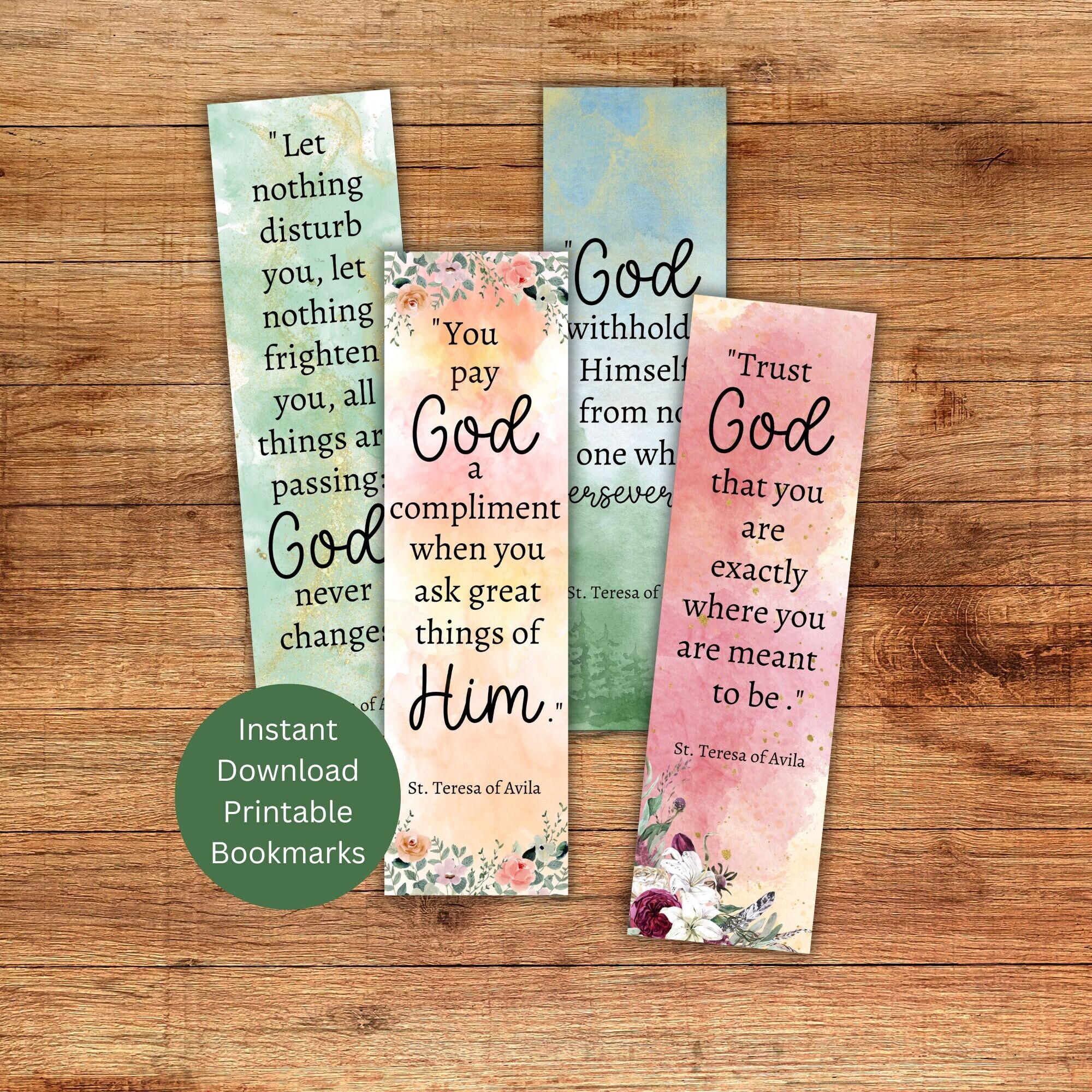 Catholic Printable Bookmarks, St. Teresa of Avila Bookmark Set, Page ...