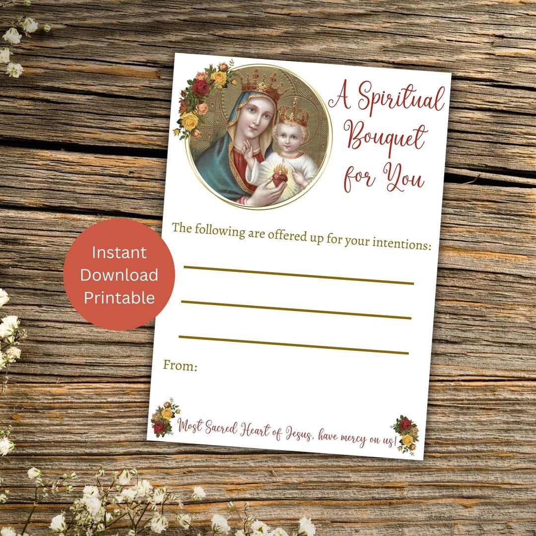 Spiritual Bouquet Printable Card / Sacred Heart of Jesus / Prayer Card ...