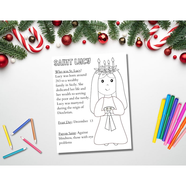 St. Lucy Printable Coloring Page, Catholic Kid's Advent Activity ...