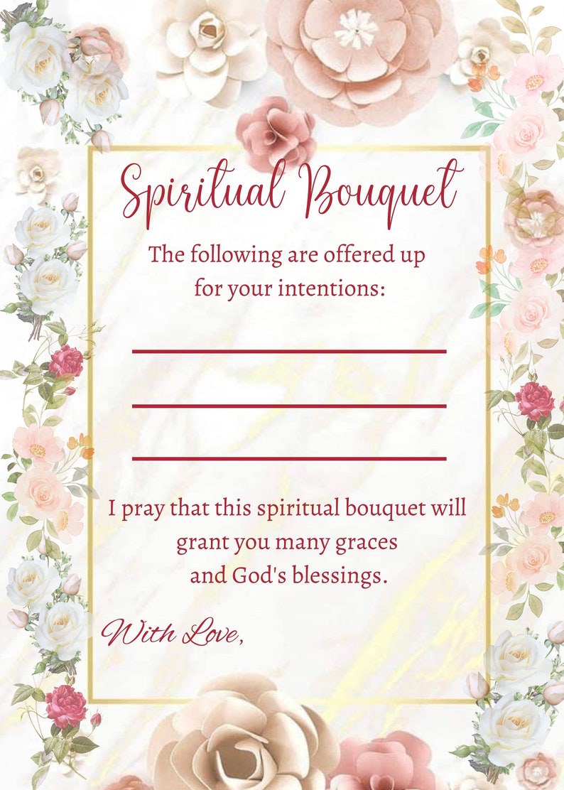 Printable Catholic Floral Spiritual Bouquet Card, Instant Download ...