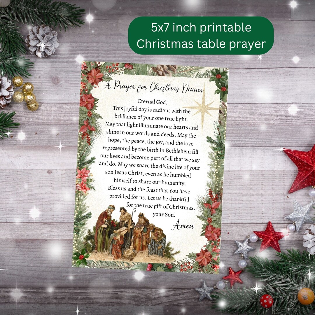 Christmas Dinner Table Prayer, Catholic Printable Prayer, Christmas ...