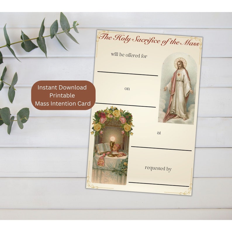 Mass Intention Card / Catholic Mass Card / Printable Mass Card ...
