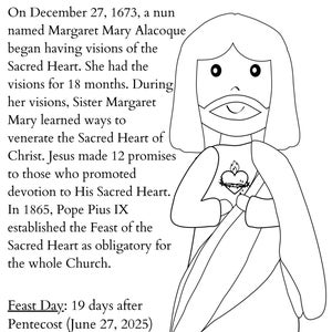 Printable June Saint Coloring Pictures, Sacred Heart of Jesus, St. John ...