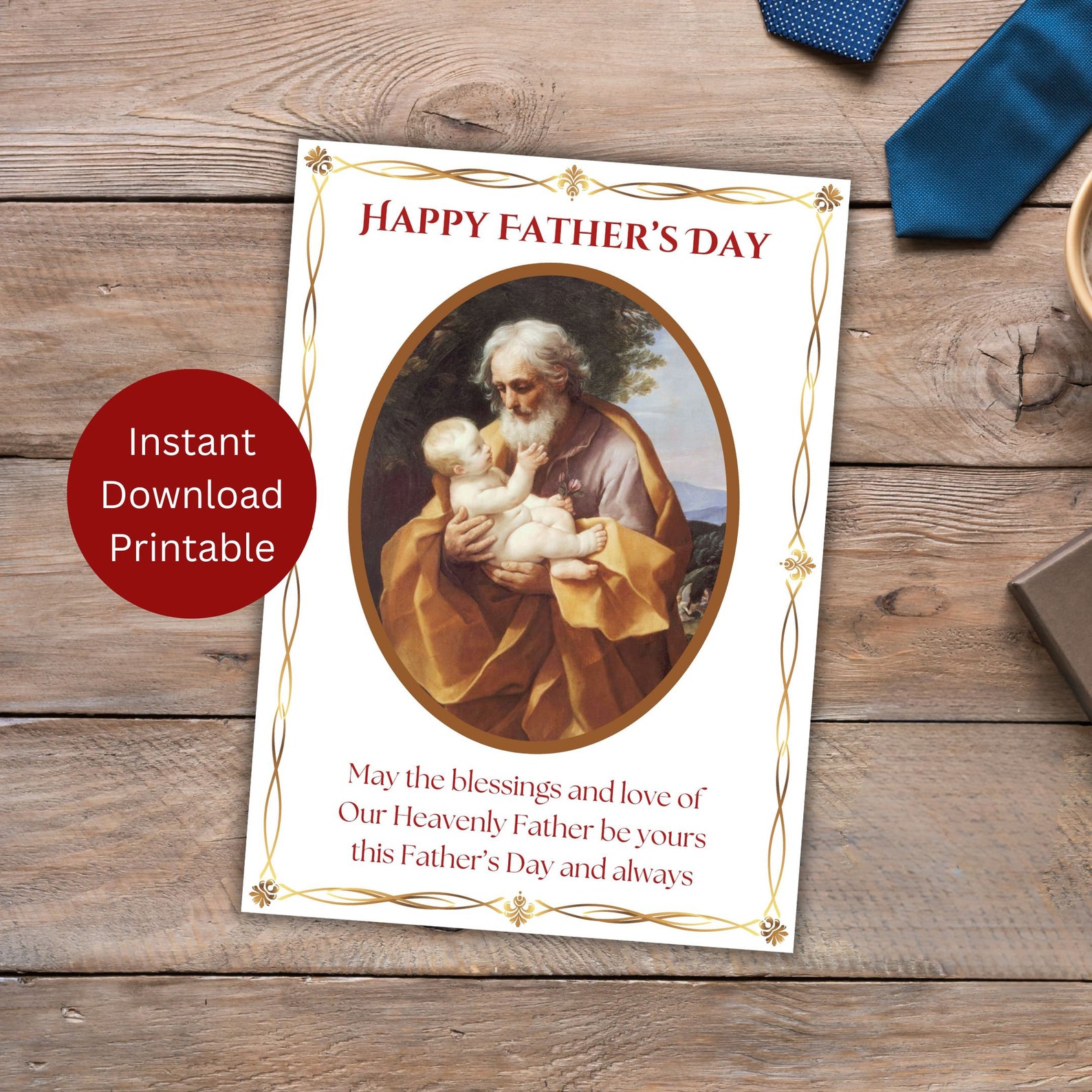 Catholic Father's Day Printable Card, Saint Joseph and Jesus, Father's ...