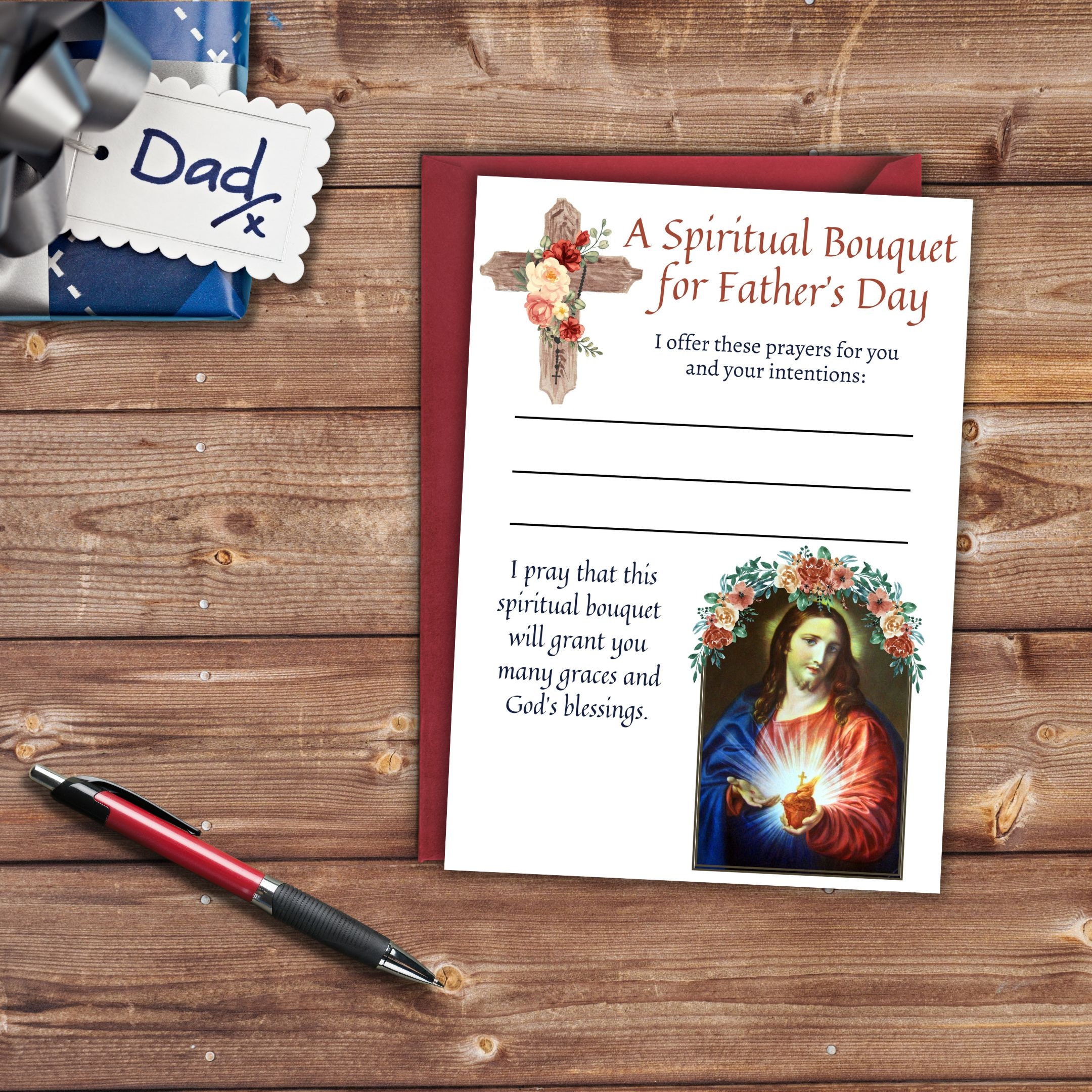 Father's Day Spiritual Bouquet Printable Card, Catholic Gift for Dad ...