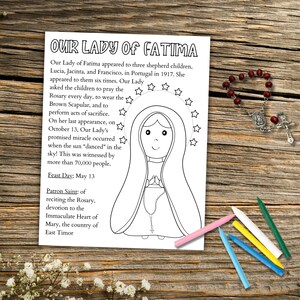 Our Lady of Fatima Coloring Page, Printable Saint Coloring, Catholic ...