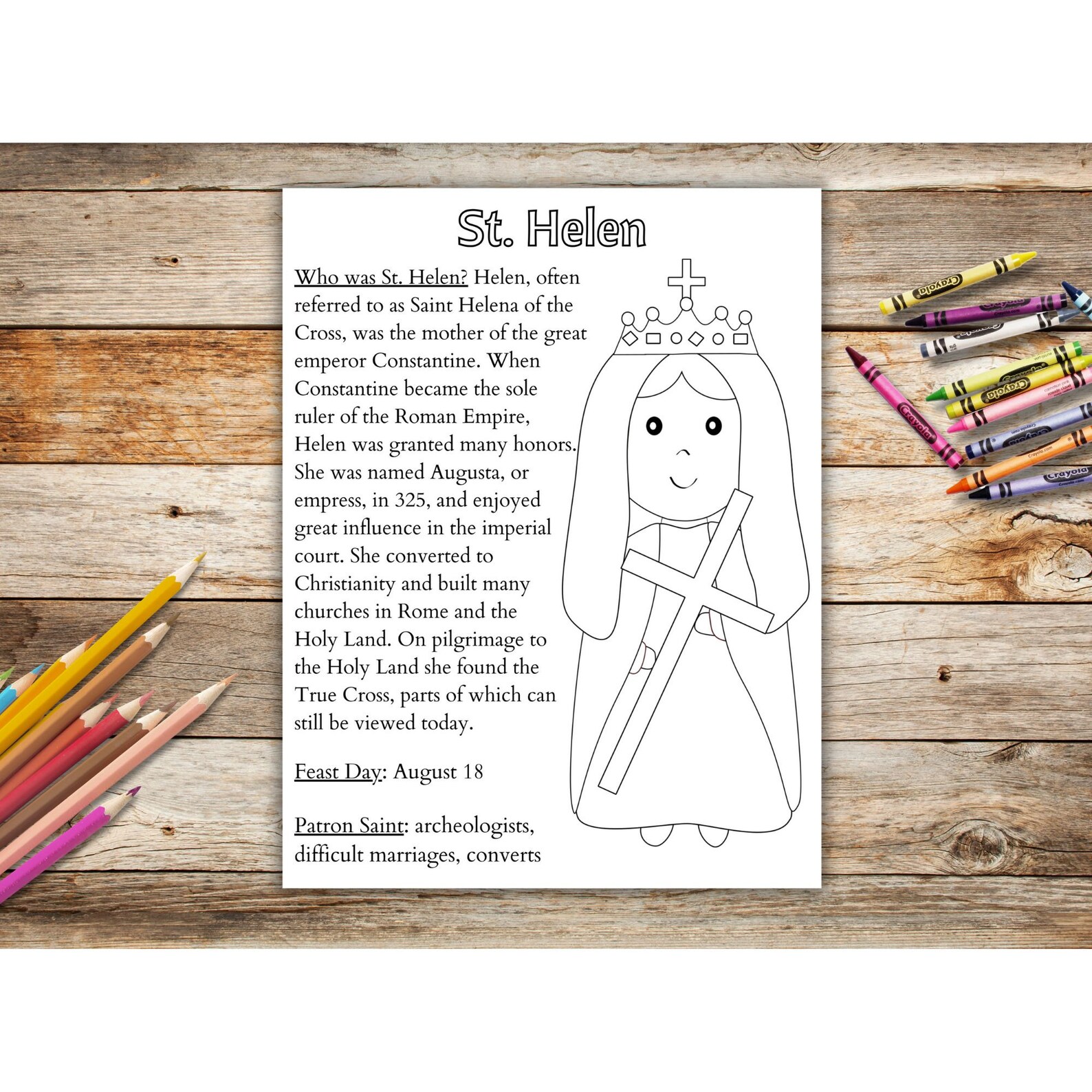 St. Helen Coloring Page, Printable Saint Coloring, St. Helena of the ...