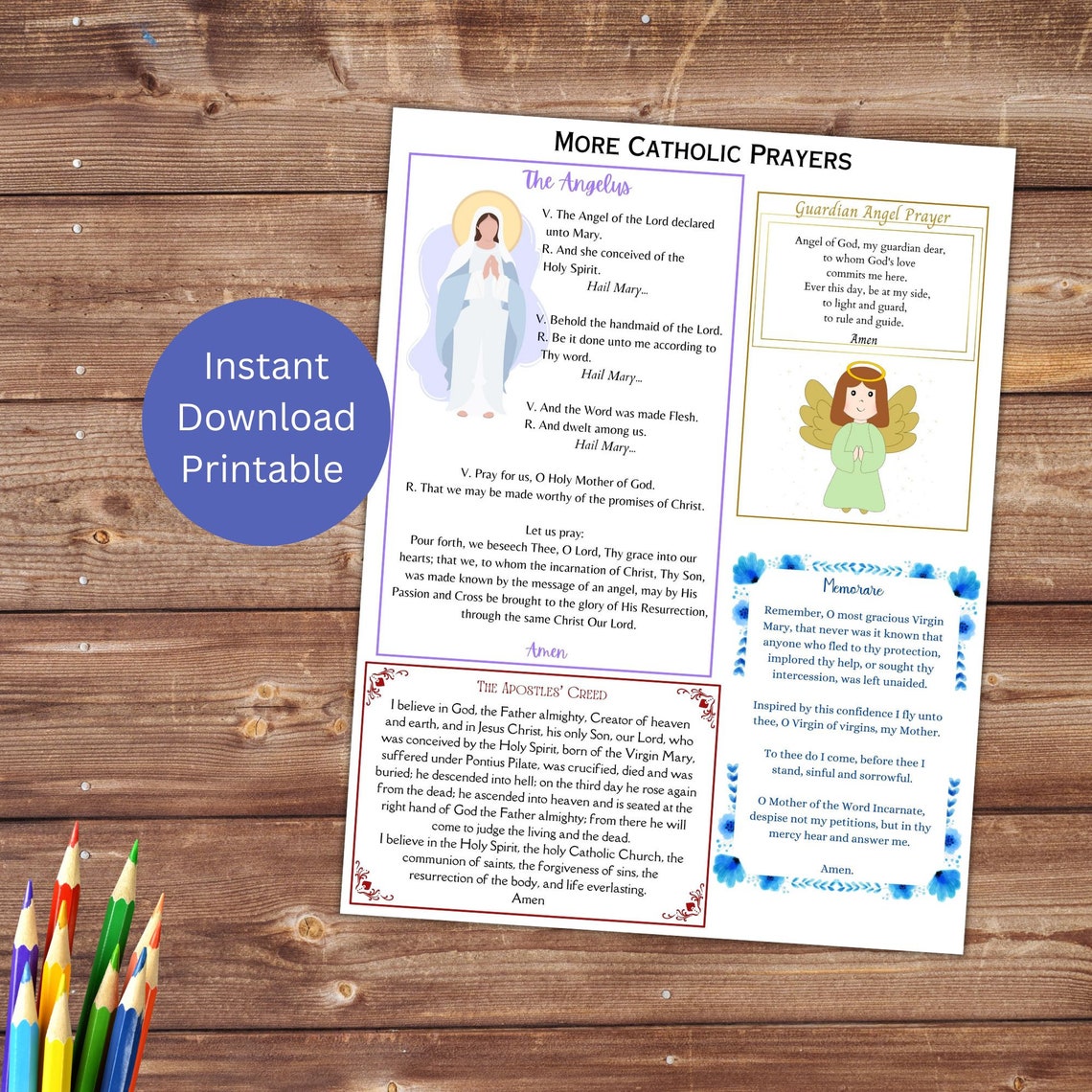 Catholic Prayers Printable, Prayers for Children, Angelus, Guardian ...