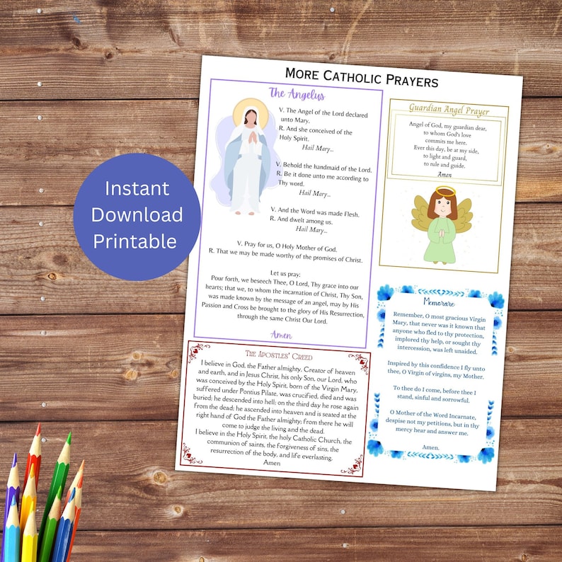 Catholic Prayers Printable, Prayers for Children, Angelus, Guardian ...