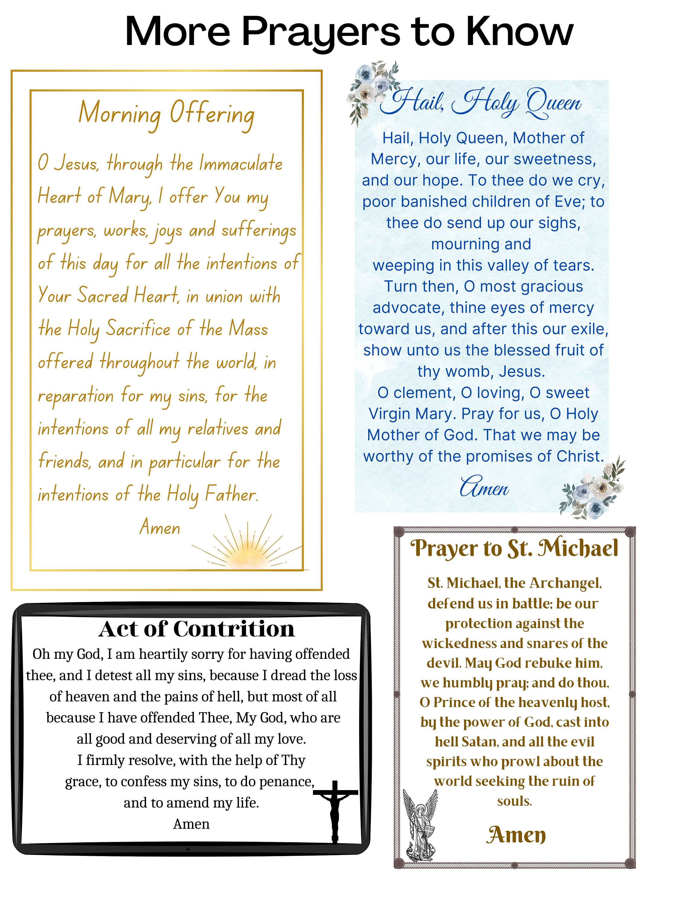 Catholic Prayers Printable Bundle, Prayers for Catholic Children ...