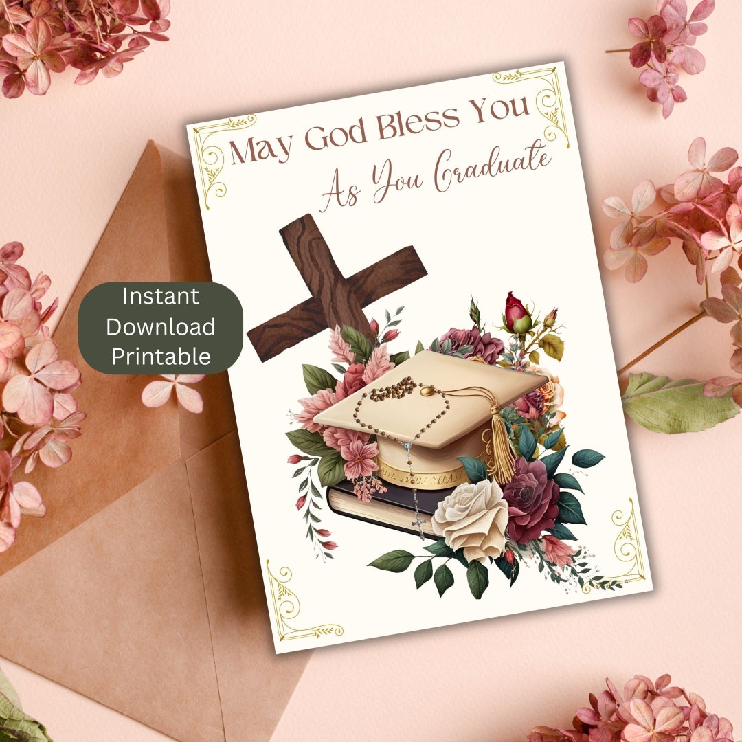 Catholic Printable Graduation Card, Commencement Card, Happy Graduation ...