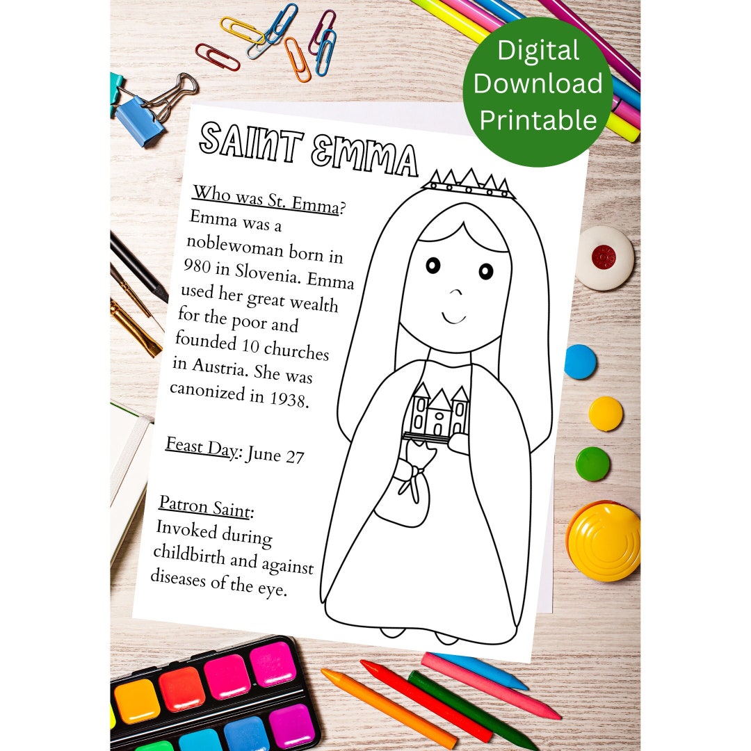St. Emma Printable Coloring Page, Catholic Coloring, Saint Activity ...