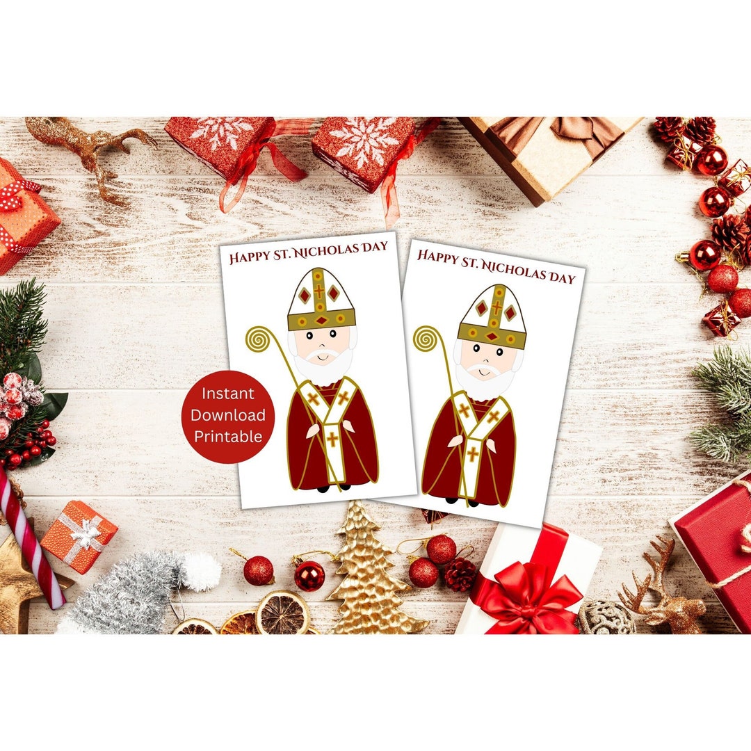 St. Nicholas Day Card / Printable Catholic Card / Party Favor ...
