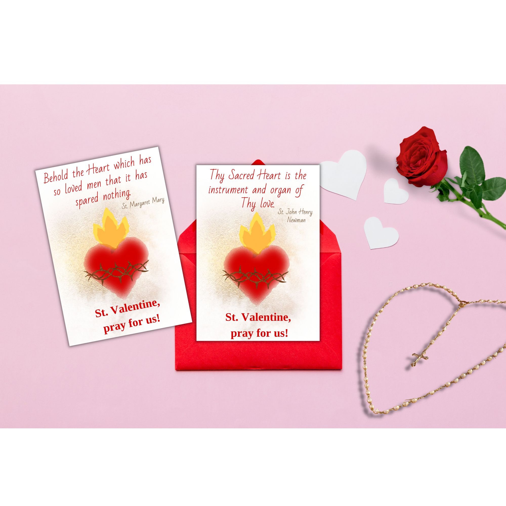 St. Valentine's Day Printable Cards, Sacred Heart Valentines, Catholic ...