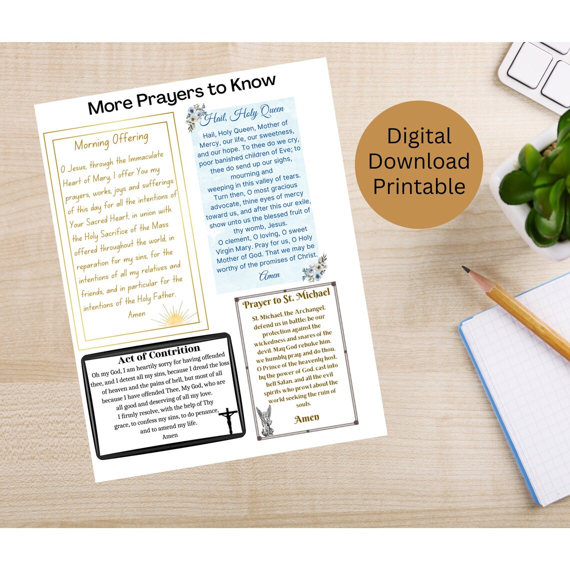 Catholic Prayers Printable / Prayers for Catholic Children / Morning ...