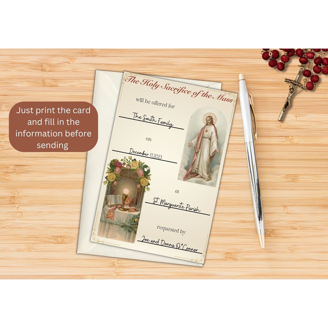 Mass Intention Card / Catholic Mass Card / Printable Mass Card - Etsy