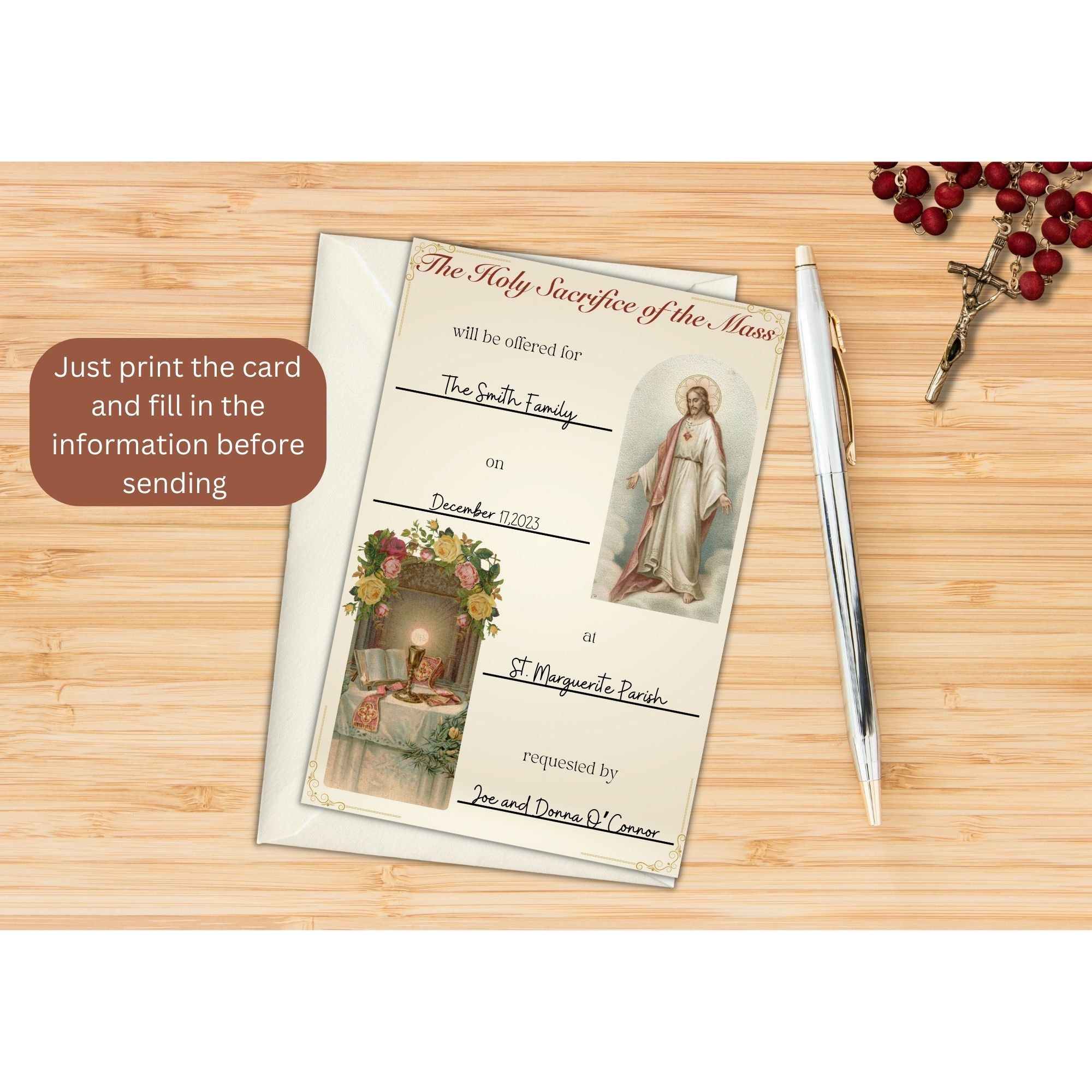Mass Intention Card / Catholic Mass Card / Printable Mass Card - Etsy