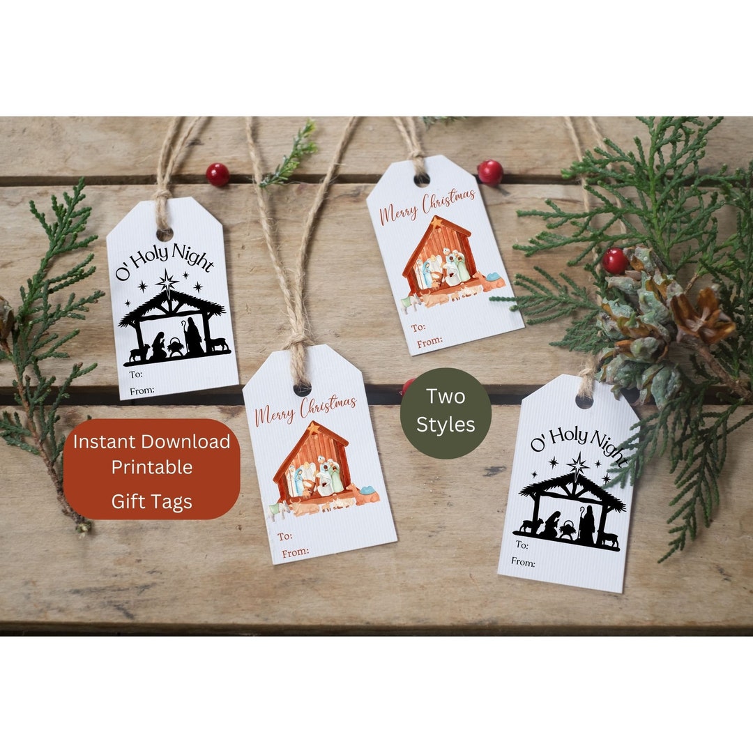 Printable Christmas Gift Tags Bundle, Nativity Gift Tags, Religious ...