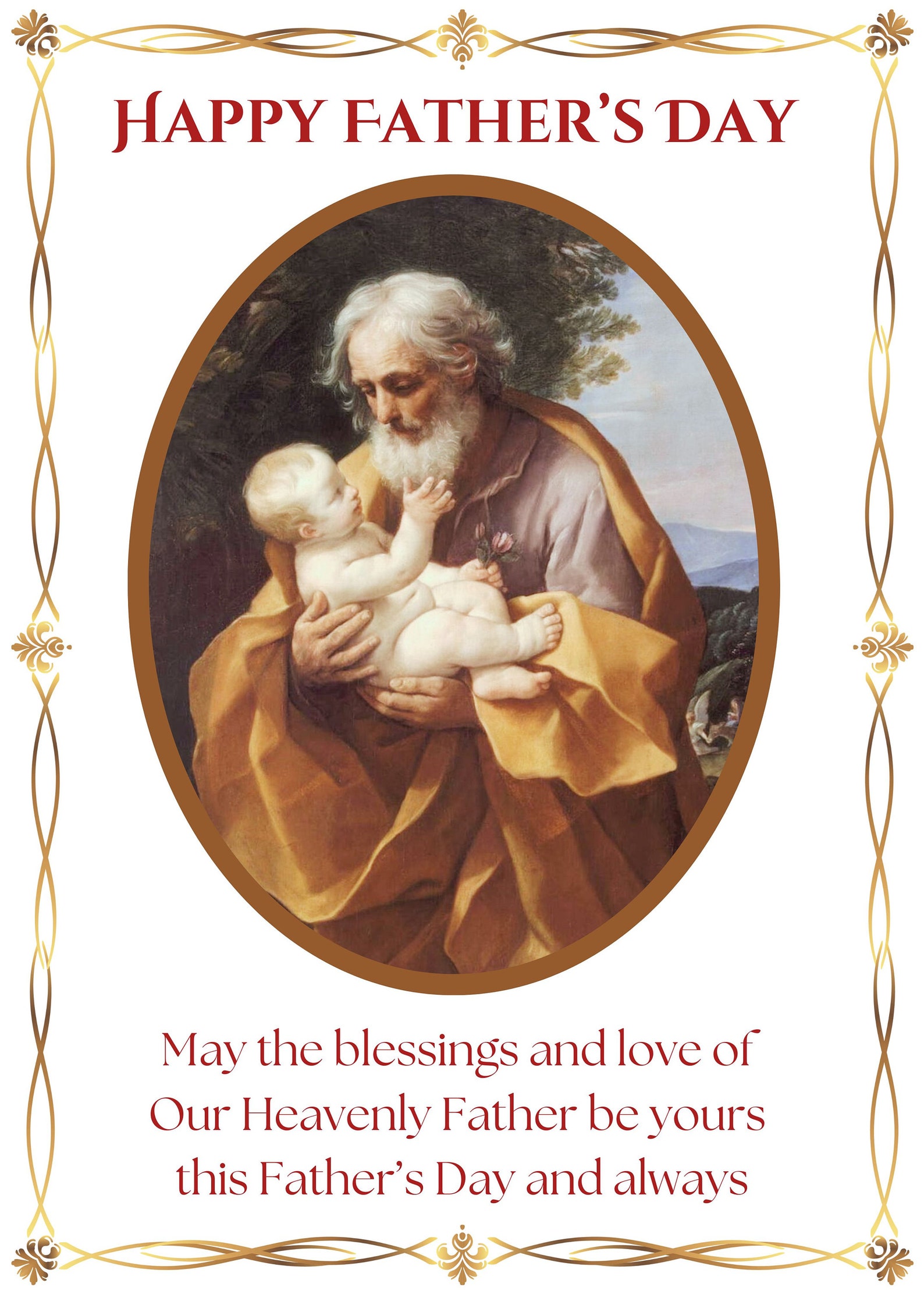 Catholic Father's Day Printable Card, Saint Joseph and Jesus, Father's ...