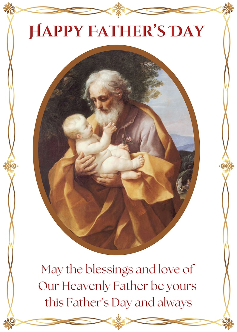 Catholic Father's Day Printable Card, Saint Joseph and Jesus, Father's ...
