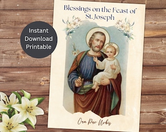 Printable St. Joseph's Day Greeting Card, Catholic Saint Instant ...