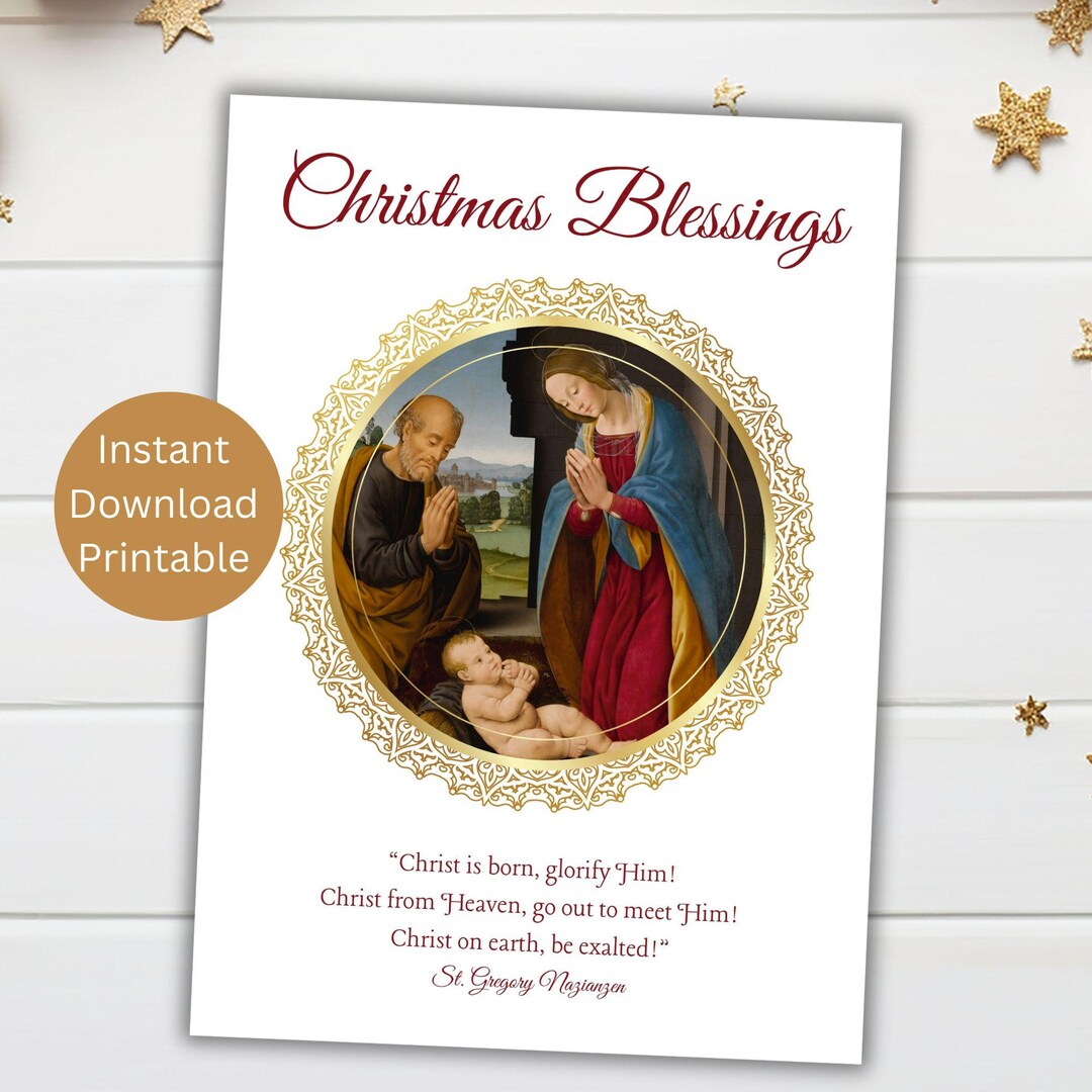 Printable Catholic Christmas Card, Christmas Blessings, Holy Family ...