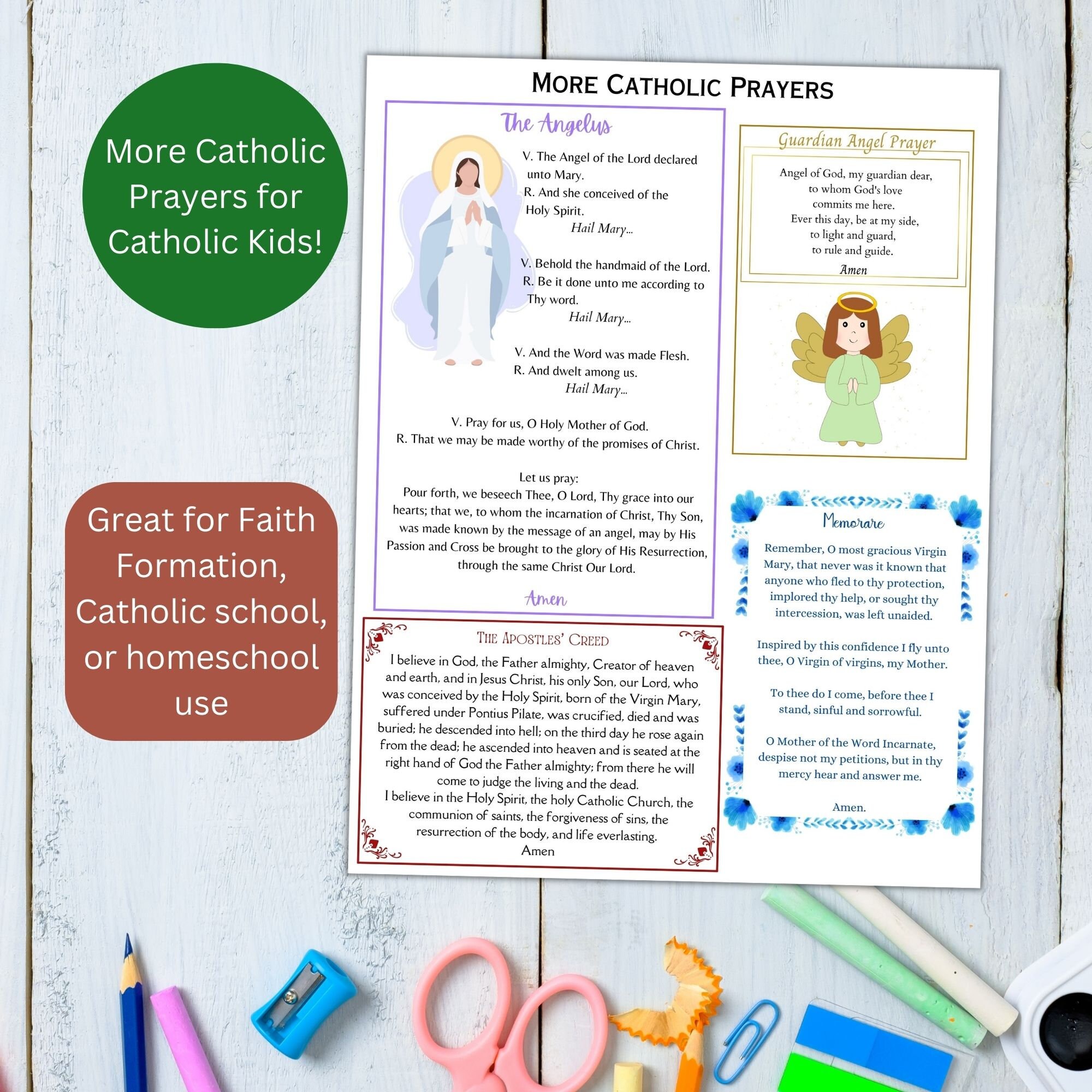 Catholic Prayers Printable, Prayers for Children, Angelus, Guardian ...